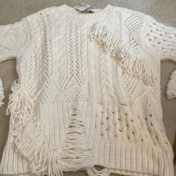 nisan | Sweaters | Wow Sweater Torn Shredded Frayed Holes Fringe Cable ...